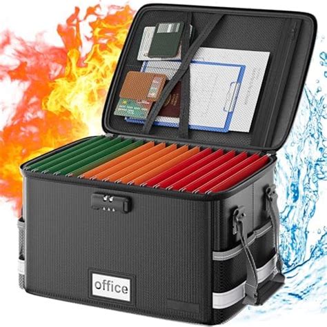 Huolewa Fireproof File Organizer Box With Lock Collapsible Fireproof Important