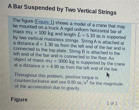 Solved A Bar Suspended by Two Vertical Strings The figure | Chegg.com