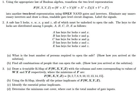 solved using the appropriate law of boolean algebra transform the two