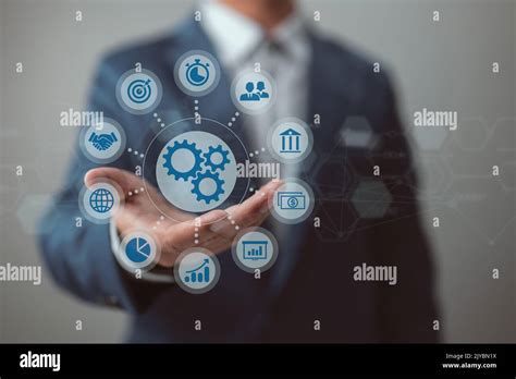 with gears and icons in the backdrop and a connecting line network a
