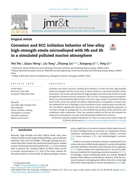 Pdf Corrosion And Scc Initiation Behavior Of Low Alloy High Strength Steels Microalloyed With