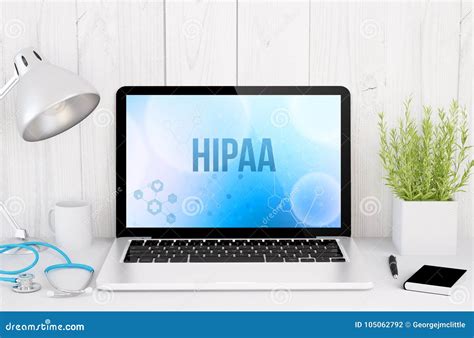 Medical Desktop Computer With Hipaa On Screen Stock Illustration Illustration Of