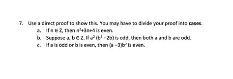 solved 7 use a direct proof to show this you may have to