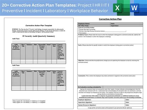 20 Corrective Action Plan Templates Project ǀ HR ǀ IT ǀ Preventive ǀ Incident ǀ Laboratory ǀ