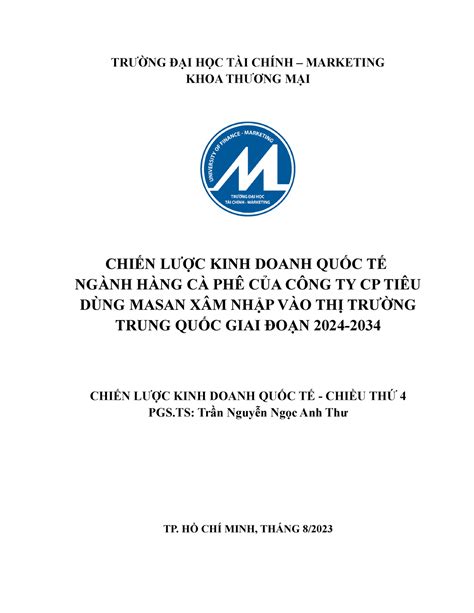 CHIẾN LƯỢC KDQT NHÓM đọc i TRƯỜNG ĐẠI HỌC TÀI CHÍNH MARKETING KHOA THƯƠNG MẠI CHIẾN LƯỢC