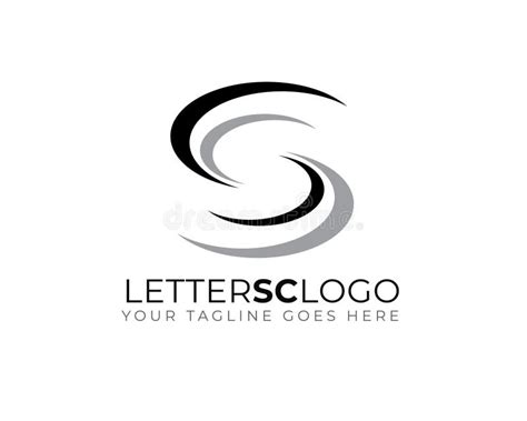 simple anagram of initial letter s c curve stock vector illustration