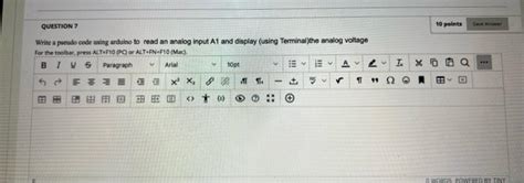 Solved Write A Pseudo Code Using Arduine To Read An Analog