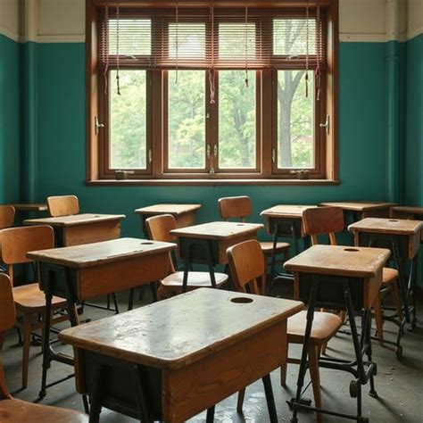 Free Vintage Classroom Empty Image Classroom Education Desks