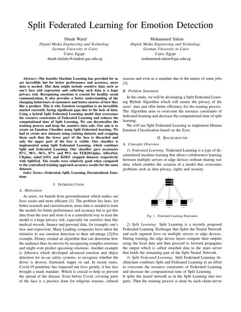 Pdf Split Federated Learning For Emotion Detection