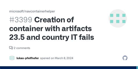 Creation Of Container With Artifacts 235 And Country It Fails · Issue