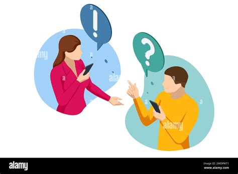 Isometric Question Marks Message Box With Question Chatbot Technology