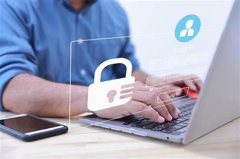 Premium Photo Businessman Input Password Login Uses A Laptop Computer Preventing Identity