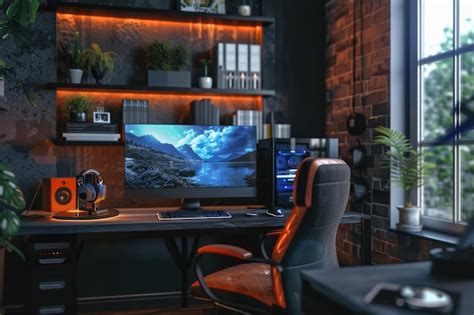 Premium Photo Modern Workspace With Computer And Chair