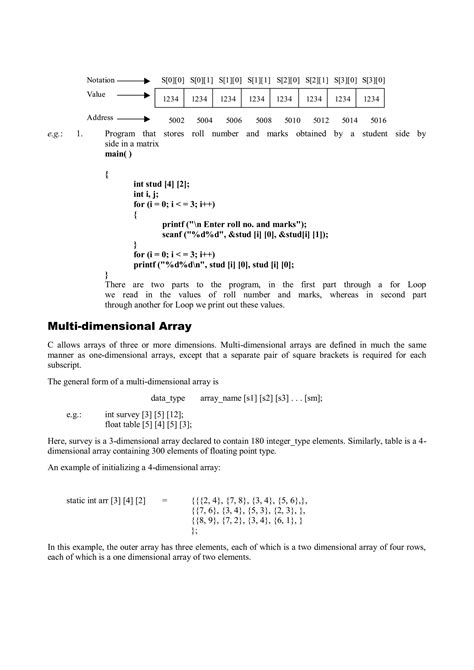 Introduction To Arrays In C Pdf