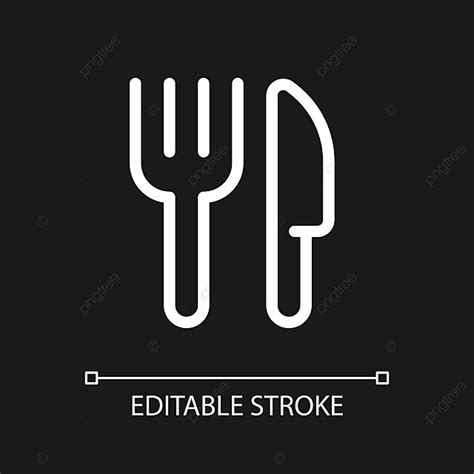 Linear Ui Icon For Dark Theme Pixelperfect White Fork And Knife Vector Web Theme Mobile Png