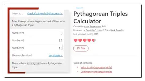 Best Free Online Pythagorean Triples Calculator