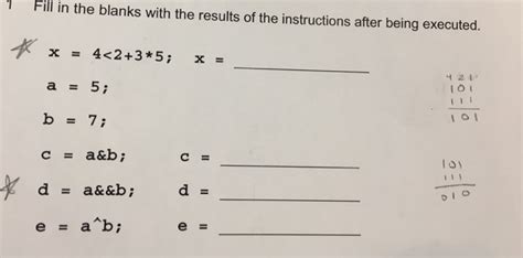 Solved 1 Fill In The Blanks With The Results Of The