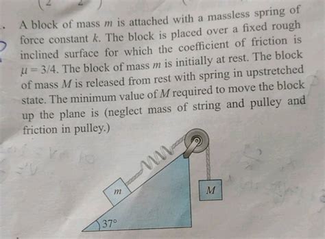 A Block Of Mass M Is Attached With A Massless Spring Of Force Constant K