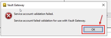Vault 게이트웨이에 몇 주마다 연결되지 않음 및 서비스 계정 확인 실패 가 표시됨
