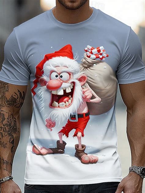 Mens 3d Funny Old Man T Shirt Short Sleeve T Shirt 3d Print Crew Neck