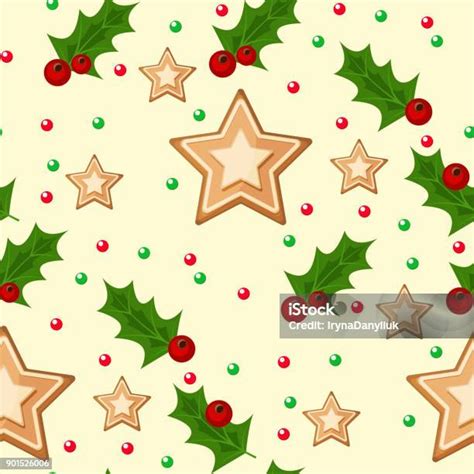 가문비나무 크리스마스 원활한 패턴 분기 홀리 열매 고 별 벡터 일러스트 겨울 홀리데이 크리스마스 포장지 0명에 대한 스톡 벡터 아트 및 기타 이미지 Istock
