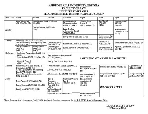 Second Semester 2022 23 Lecture Timetable 1 Pdf Justice Crime