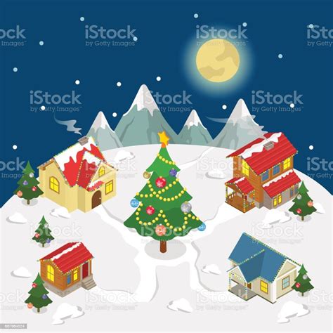 메리 크리스마스 해피 뉴가 어 평면 3d 아이소메트리 아이소메트릭 개념 웹 인포 그래픽 벡터 일러스트 전단지 전단지 카드 엽서 서식 파일 전나무 나무 4 집 때는 크리에이