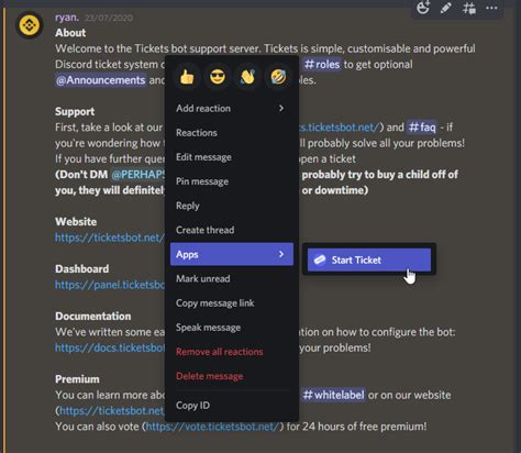Start Ticket From Message Tickets