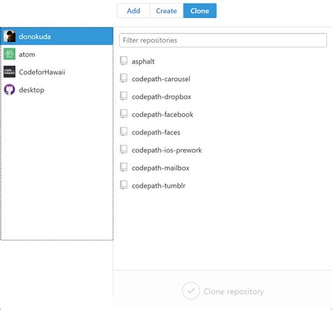 List Clone GitHub Repositories Issue Desktop Desktop GitHub