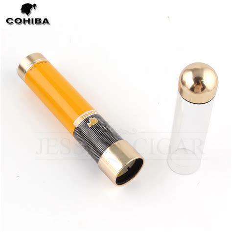 COHIBA металлическая прозрачная дорожная трубка для сигар Humidor мини ...