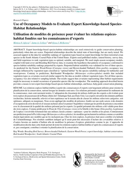 Pdf Use Of Occupancy Models To Evaluate Expert Knowledge Based