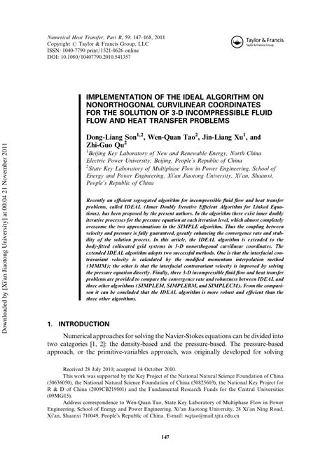 Pdf Implementation Of The Ideal Algorithm On Nonorthogonal Curvilinear Coordinates For The
