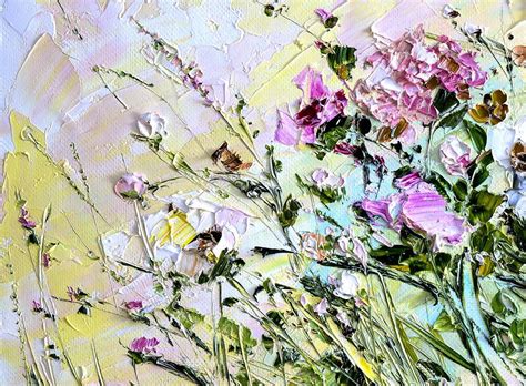 Большая картина маслом с цветами летние цветы в саду сиреневая картина в интернет магазине на
