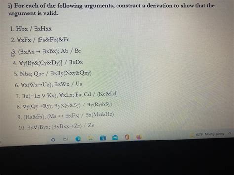 Solved I For Each Of The Following Arguments Construct A Chegg