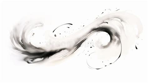Monochromatic Watercolor Design Swirling Japanese Simplicity Stock