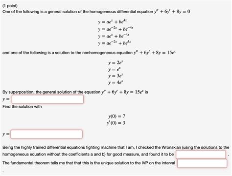 Solved 1 Point One Of The Following Is A General Solution Chegg Com