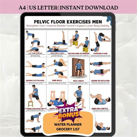 Pelvic Floor Exercises For Men Printable Kegel Workout Chart Core