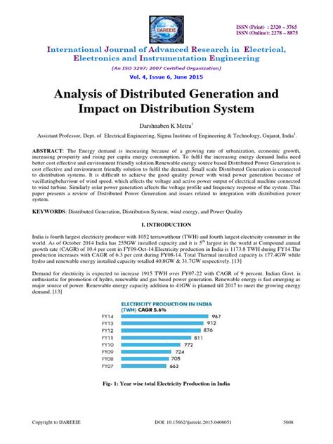 Analysis Of Distributed Generation And Impact On Distribution System
