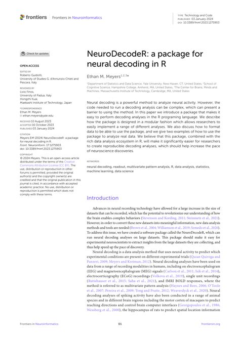 Pdf Neurodecoder A Package For Neural Decoding In R
