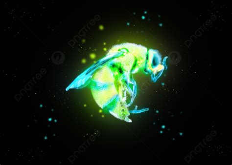 Glowing Bee Background Glow Effect Bee Black Background Background