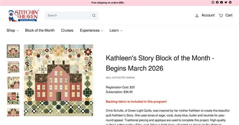 Kathleens Story Block Of The Month March 2026 Stitchin Heaven