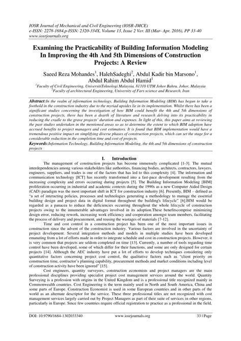 Pdf Examining The Practicability Of Building Information Modeling In