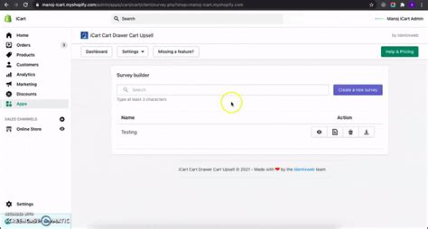 survey widget icart cart drawer cart upsell shopify app