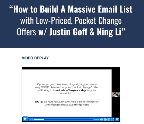 Justin Goff How To Build A Massive Email List With Low Priced Pocket