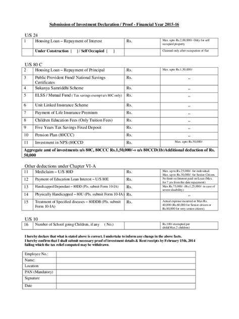 Investment Declaration Form 2 Free Templates In Pdf Word Excel Download