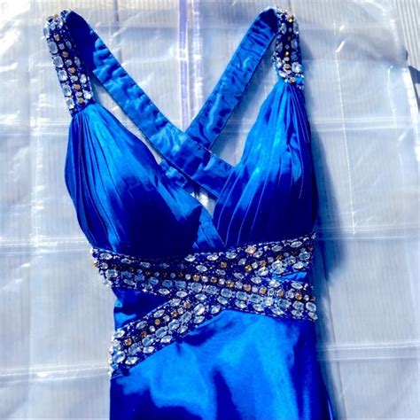 Dresses Beautiful Blue Satin And Rhinestone Prom Dress Poshmark