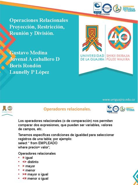 Operaciones Relacionales Pdf Informática Gestión De Datos