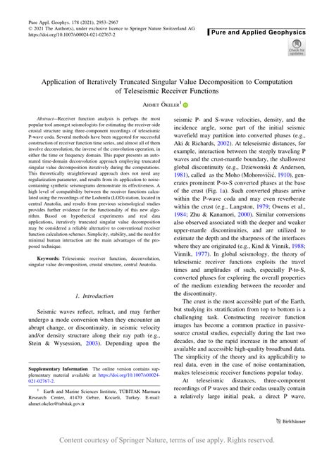 Application Of Iteratively Truncated Singular Value Decomposition To Computation Of Teleseismic