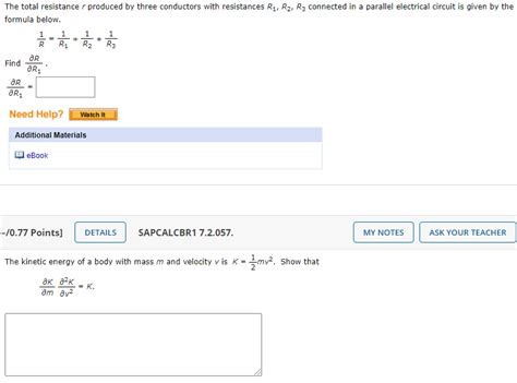 Solved The Total Resistance R Produced By Three Conductors