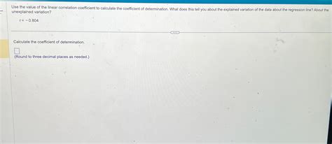Solved Use The Value Of The Linear Correlation Coefficient Chegg